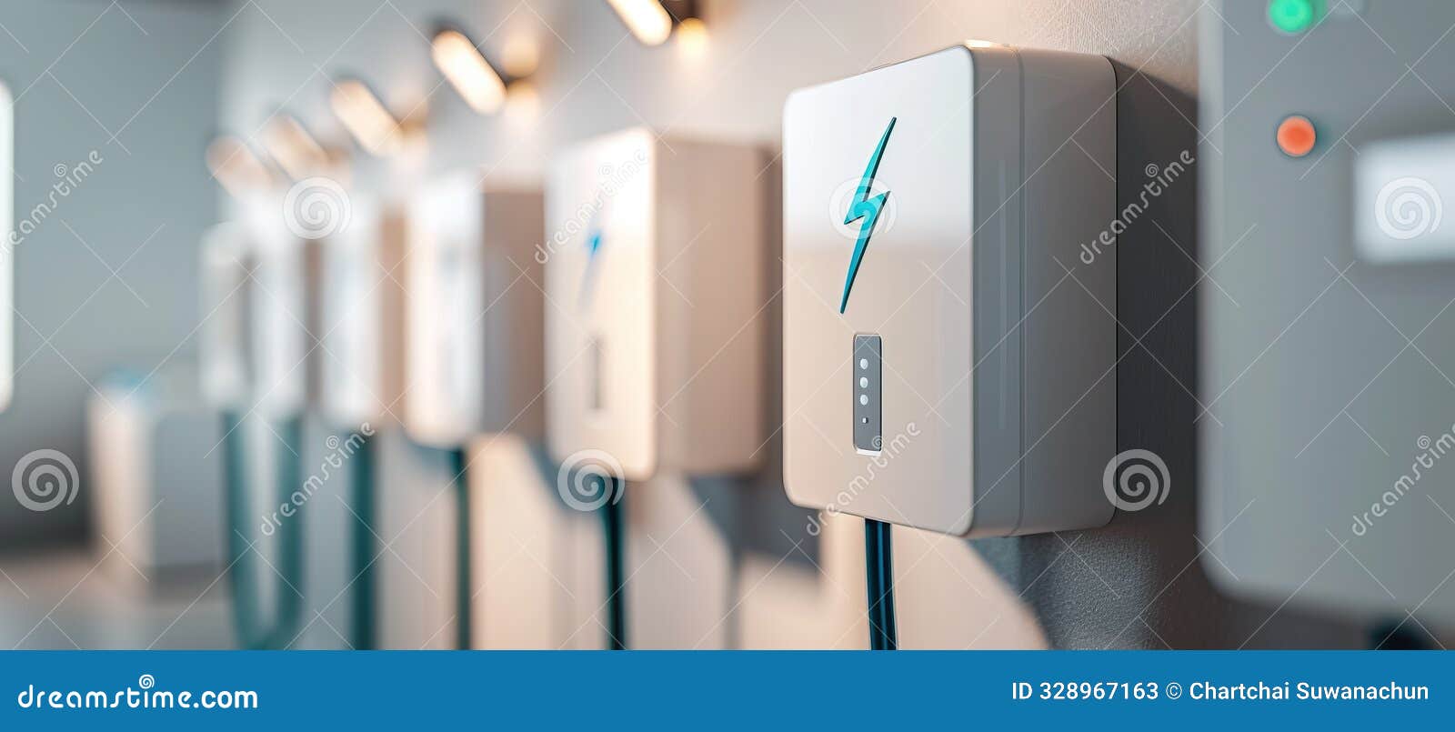 A Row of White Boxes with a Blue Lightning Bolt on Them by AI Generated ...