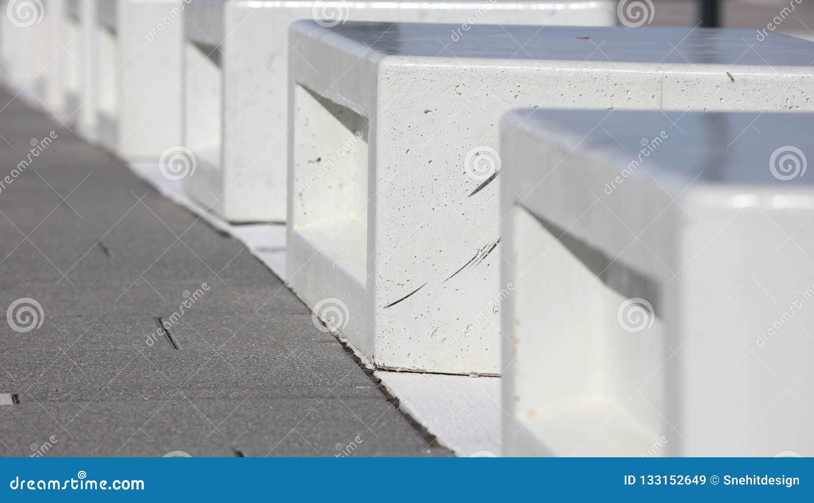 Row of White Concrete Blocks Stock Image - Image of straight, outdoor ...