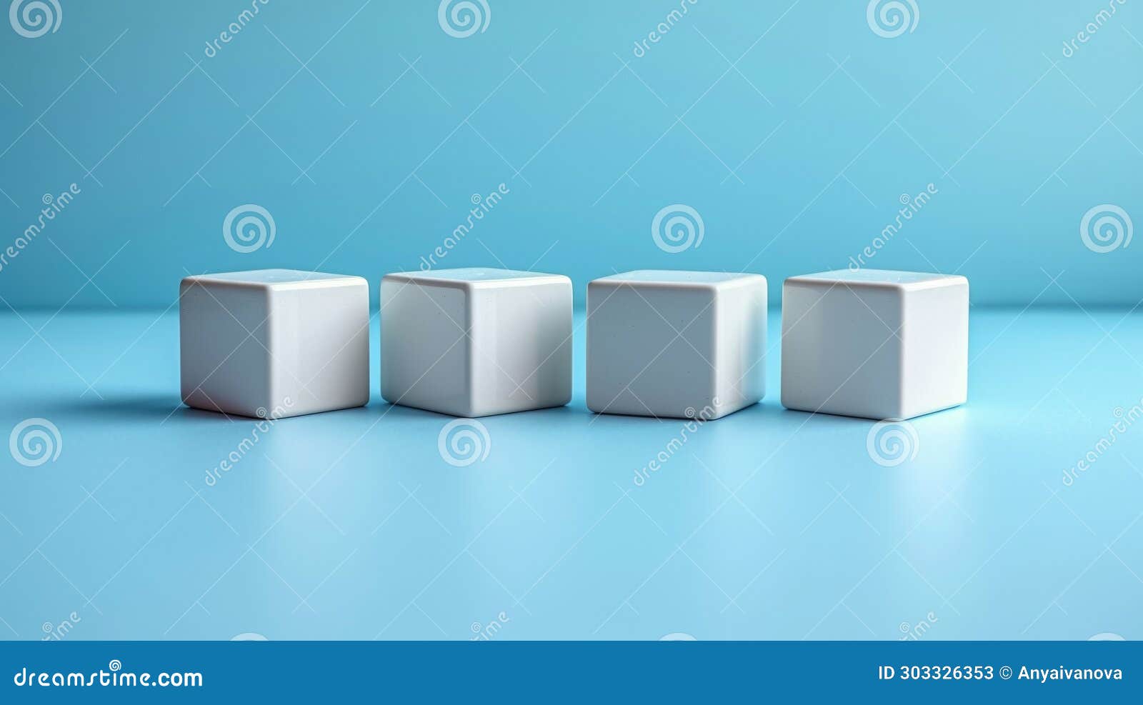 A Row of White Cubes on a Blue Surface Stock Illustration ...