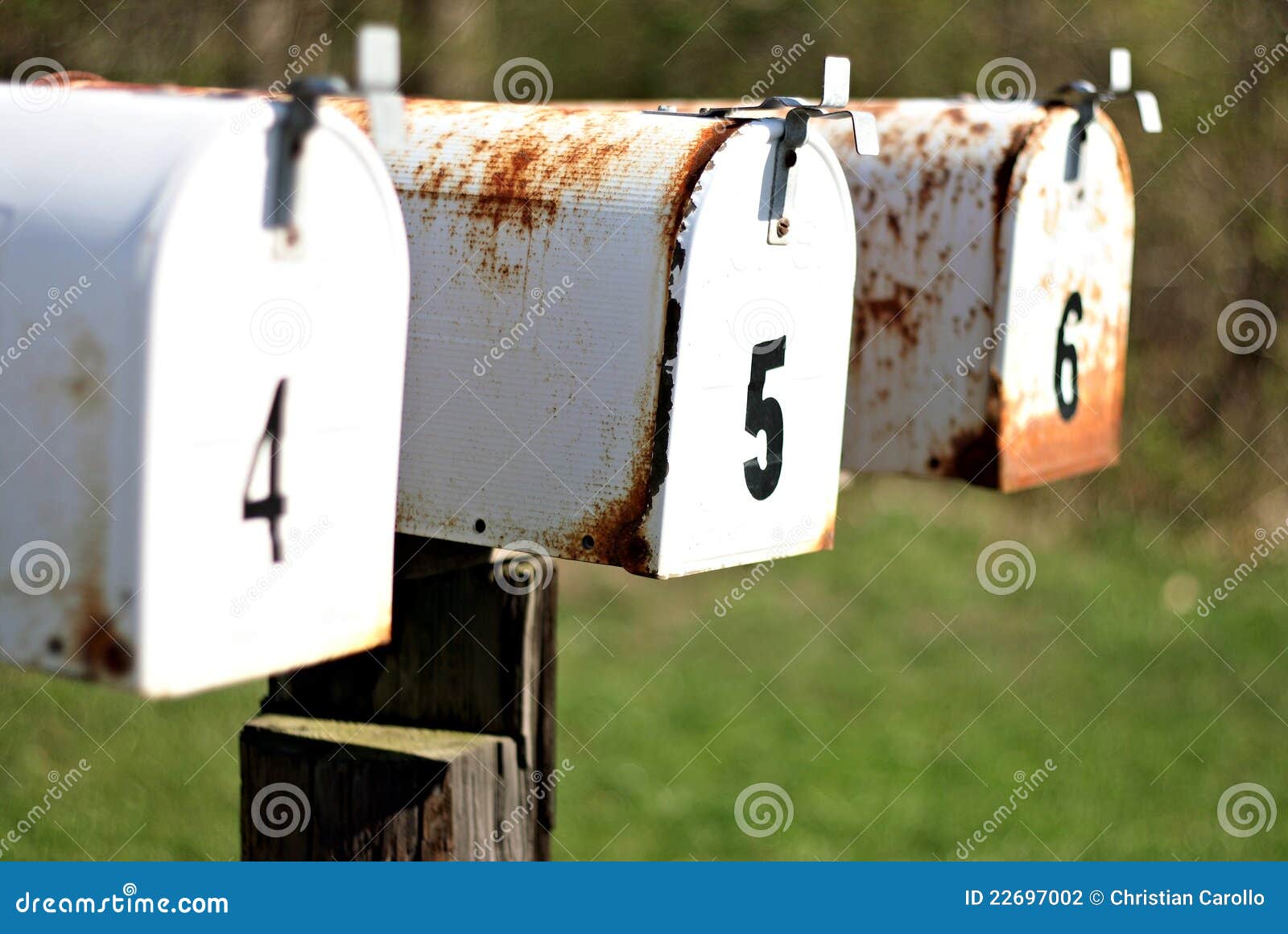 A row of white mailboxes stock photo. Image of package - 22697002