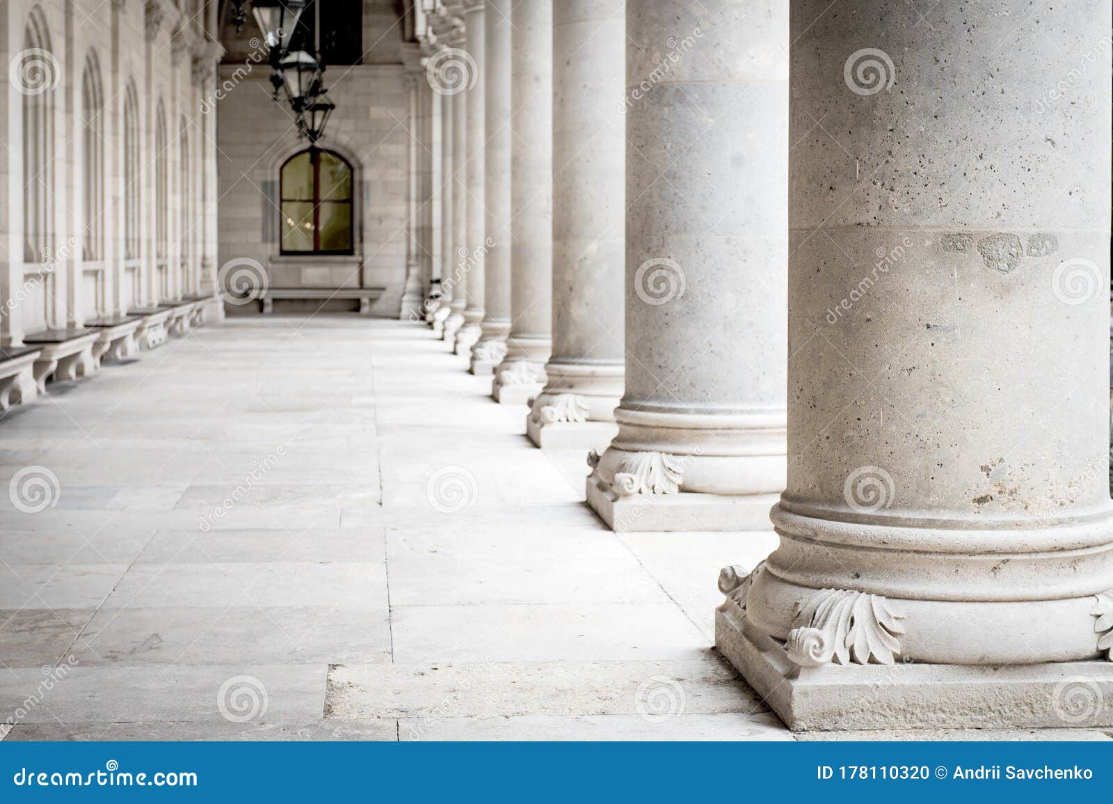 Row of White Marble Columns Stock Photo - Image of facade, background ...