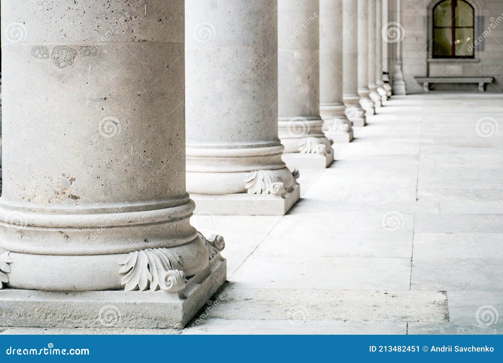 Row of White Marble Columns. Greek Marble Pillars Detail Stock Image ...