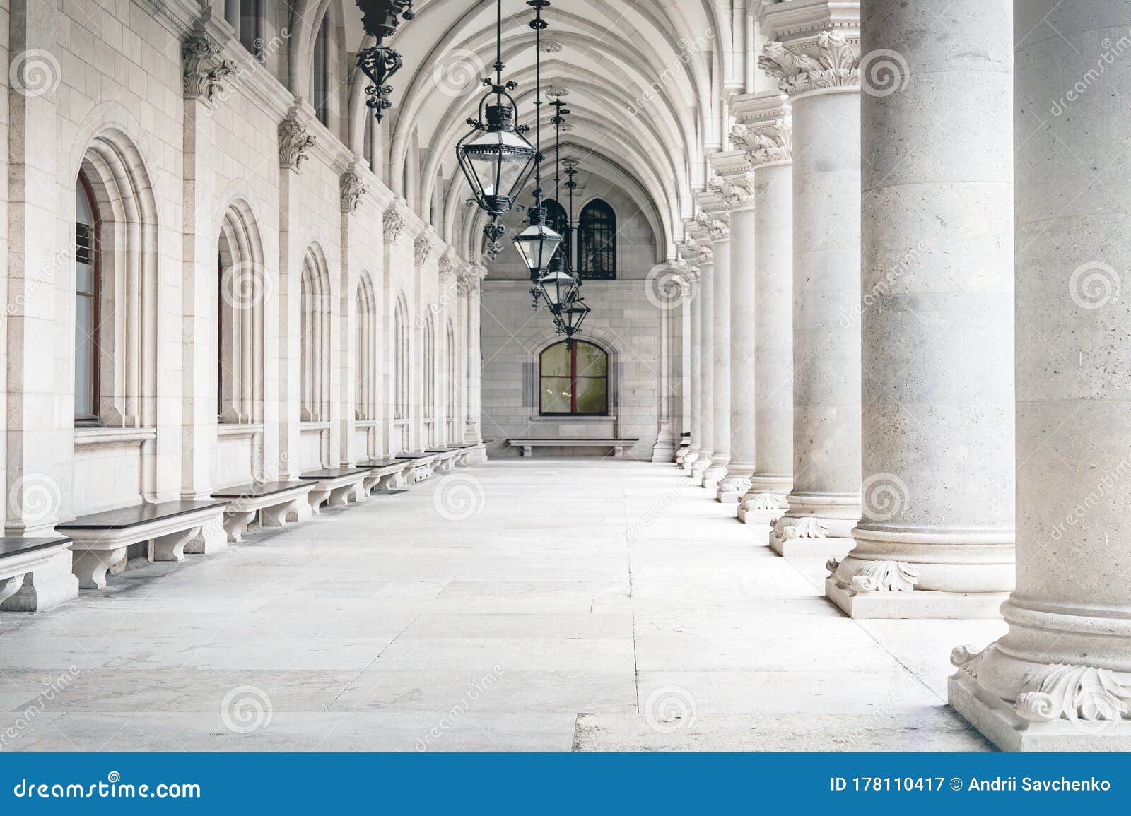 Row of White Marble Columns Stock Image - Image of america, symbol ...