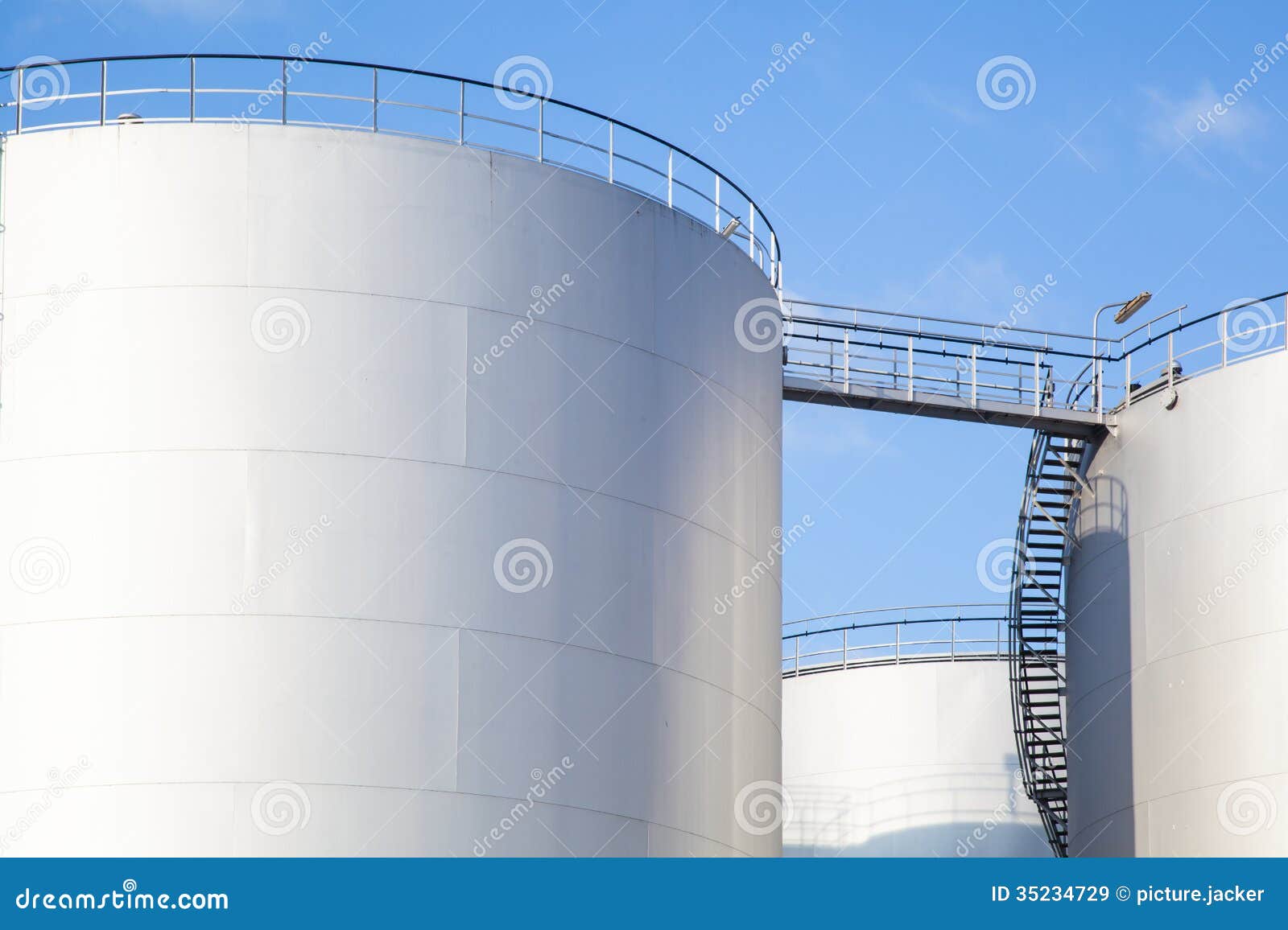Row of white oil tanks stock image. Image of petrochemical - 35234729