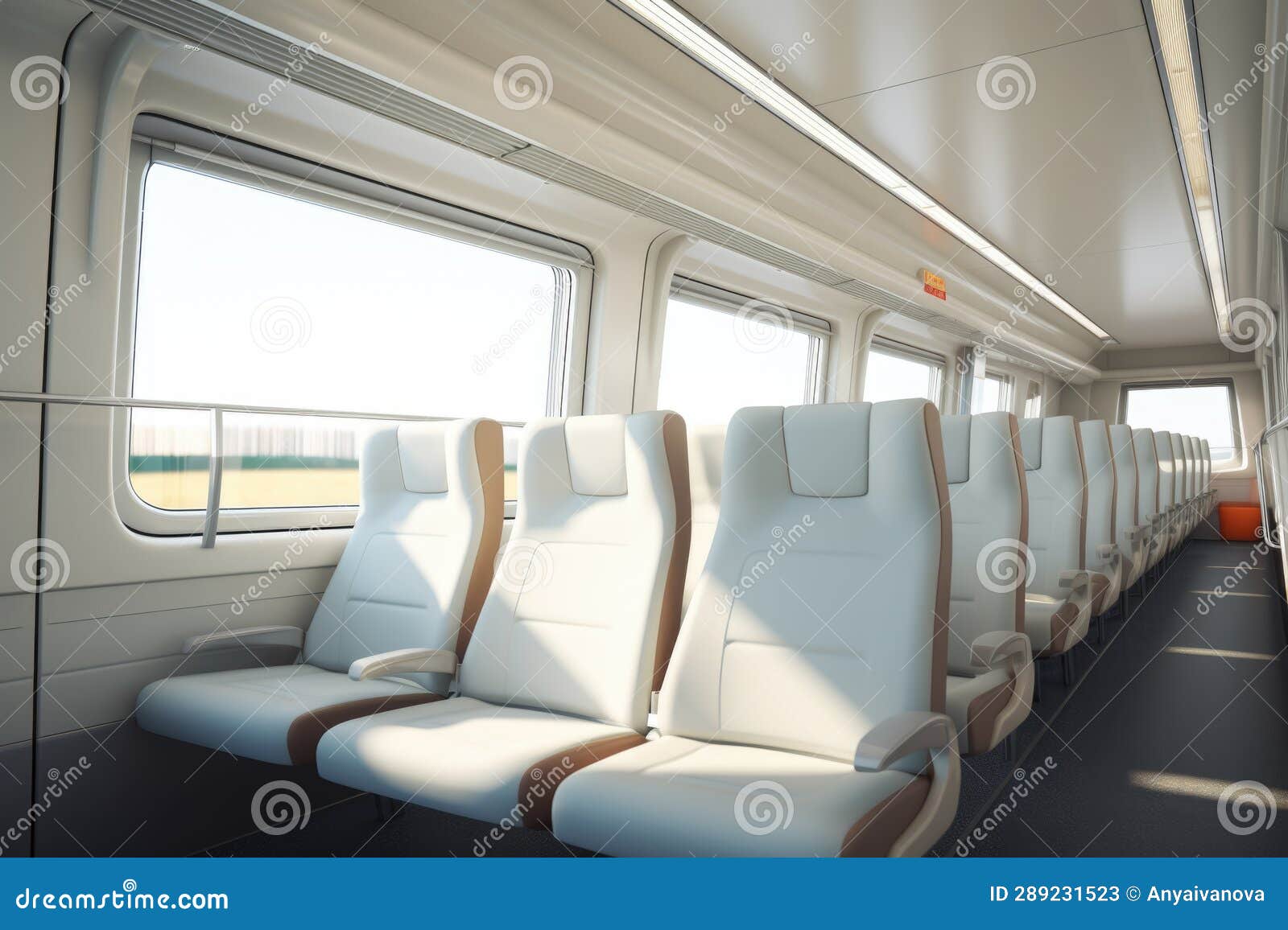 A Row of White Seats on a Train. Stock Image - Image of material ...