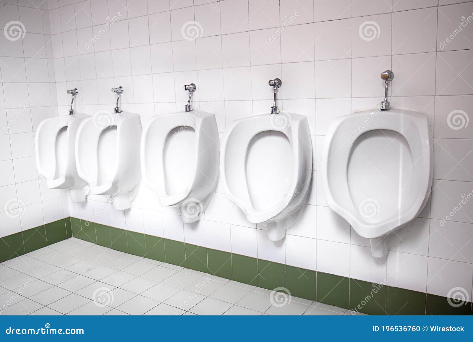 Row of White Urinals in a Public Toilet Stock Photo - Image of interior ...