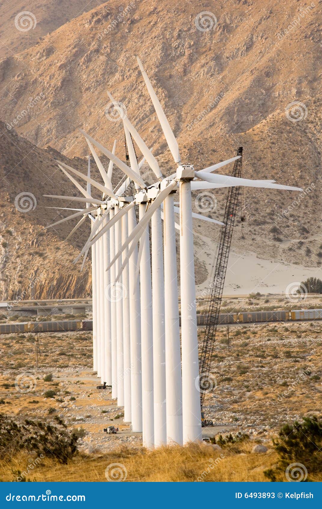 Row of wind power mills stock image. Image of rotor, turbines - 6493893