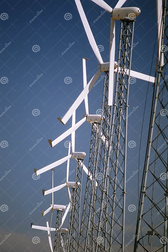 Row of wind turbines stock image. Image of windpower - 23161665