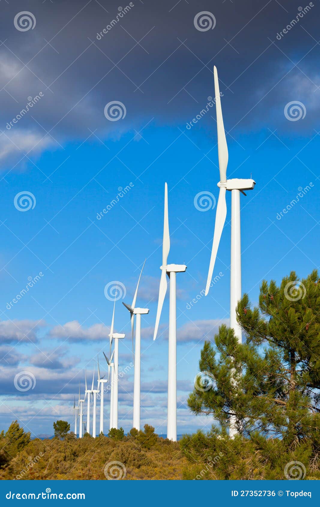 Row of wind turbines stock photo. Image of equipment - 27352736