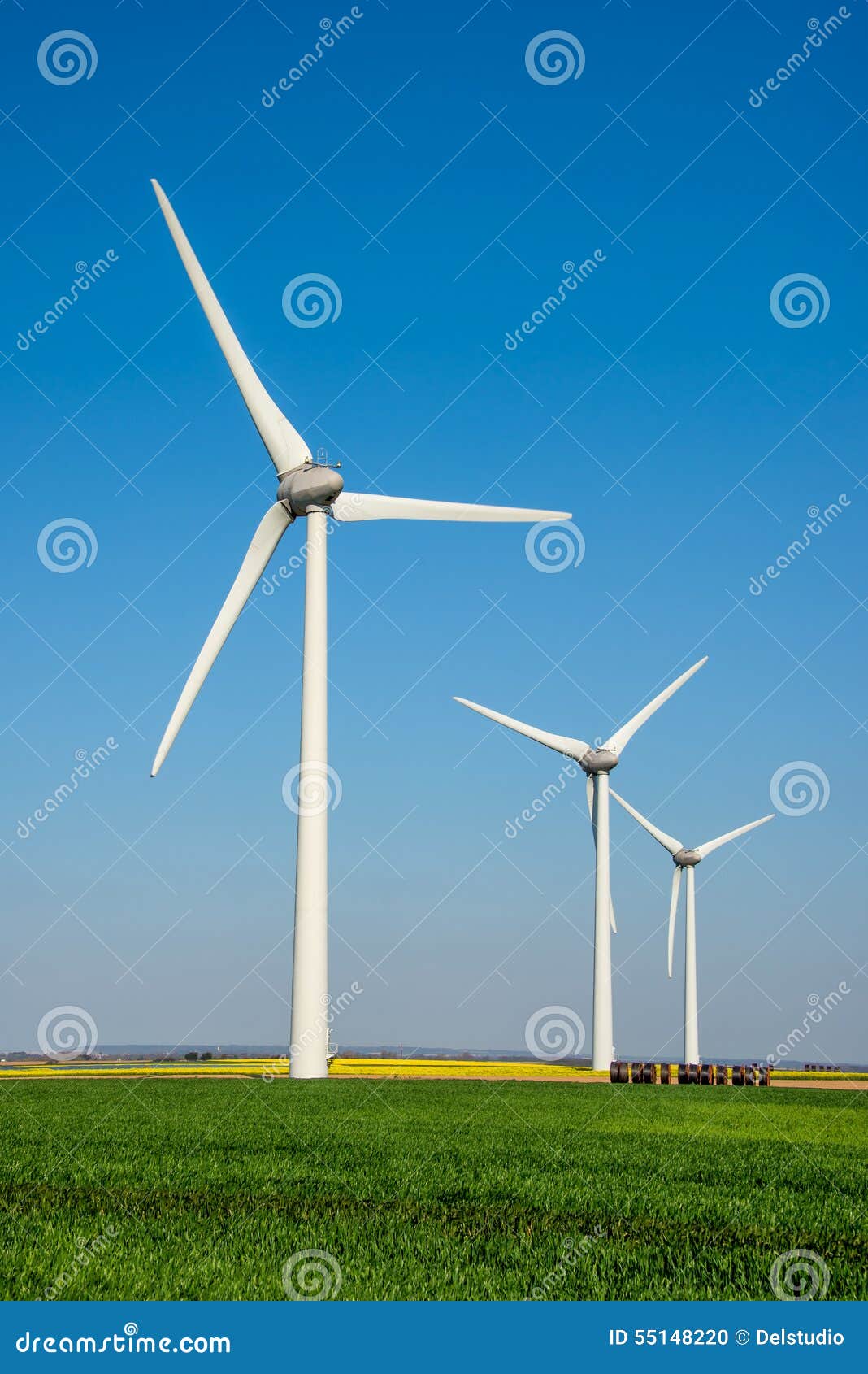 Row of wind turbines stock photo. Image of generator - 55148220