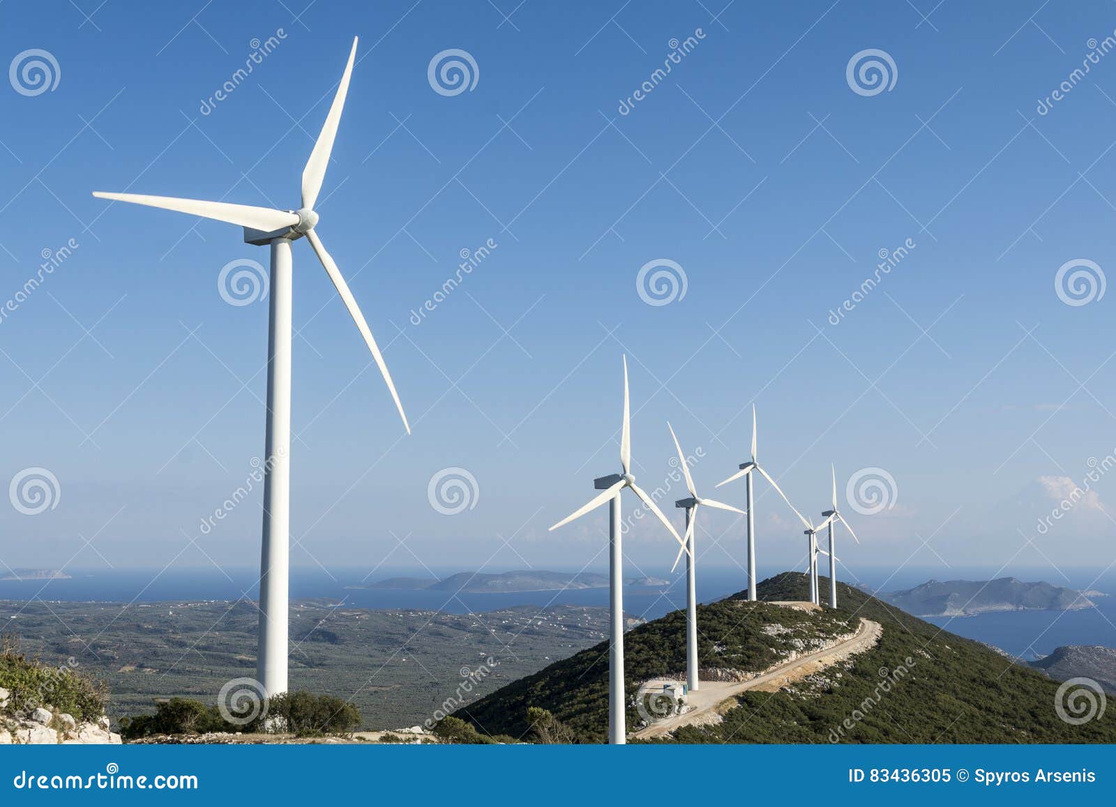 Row of wind turbines stock image. Image of green, industry - 83436305