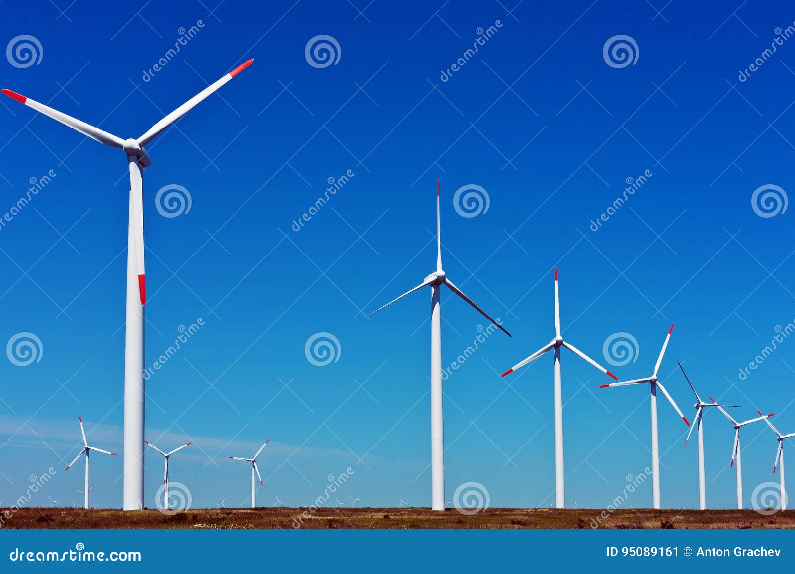 Row of wind turbines stock image. Image of ideas, blue - 95089161