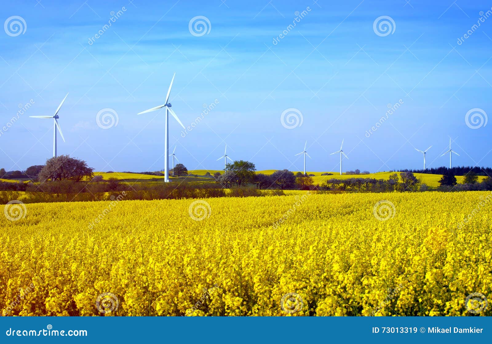 Row of Wind Turbines in Sweden Stock Image - Image of jylland, nature ...