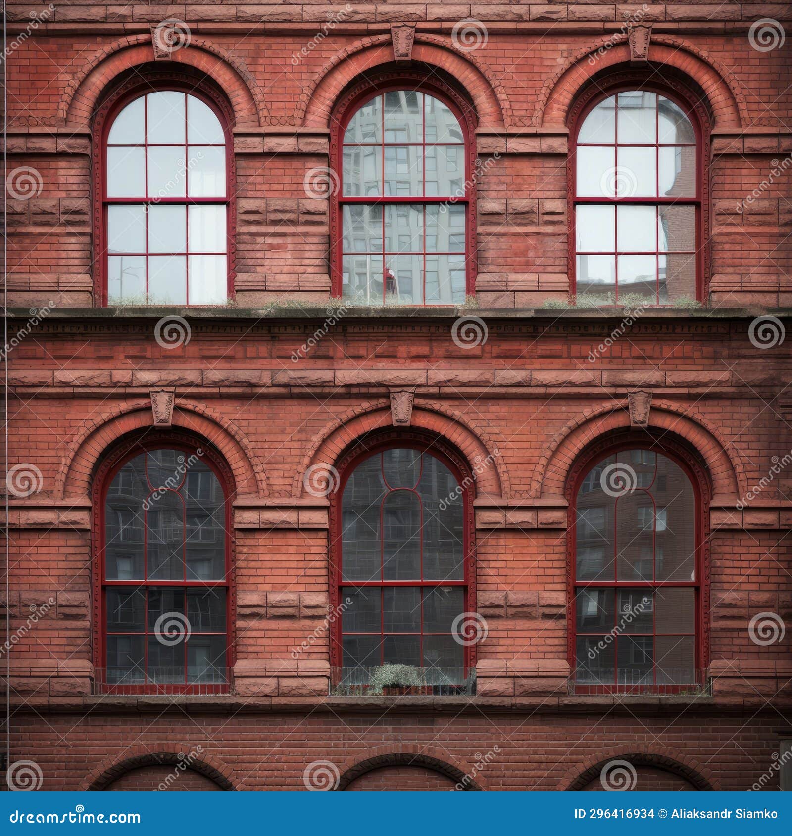 A Row of Windows on a Brick Building Stock Illustration - Illustration ...