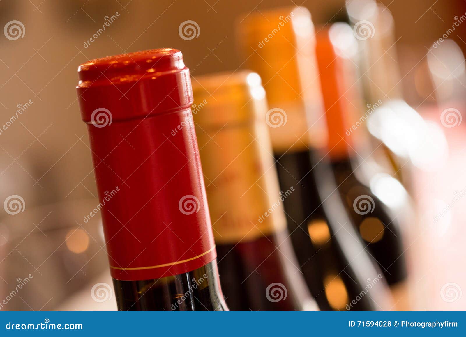 A Row of Wine Bottle Necks stock photo. Image of merlot - 71594028