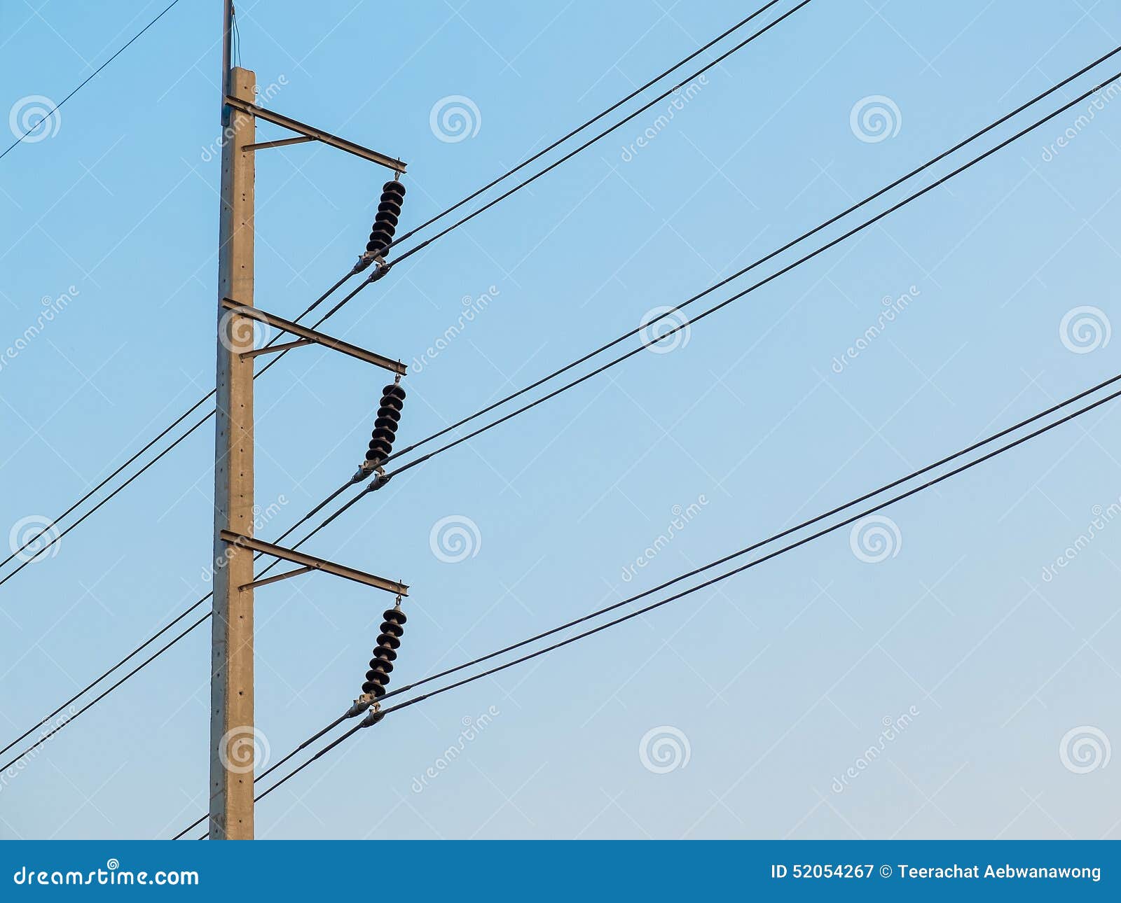 Row of Wire Pole Electricity Post Stock Image - Image of information ...