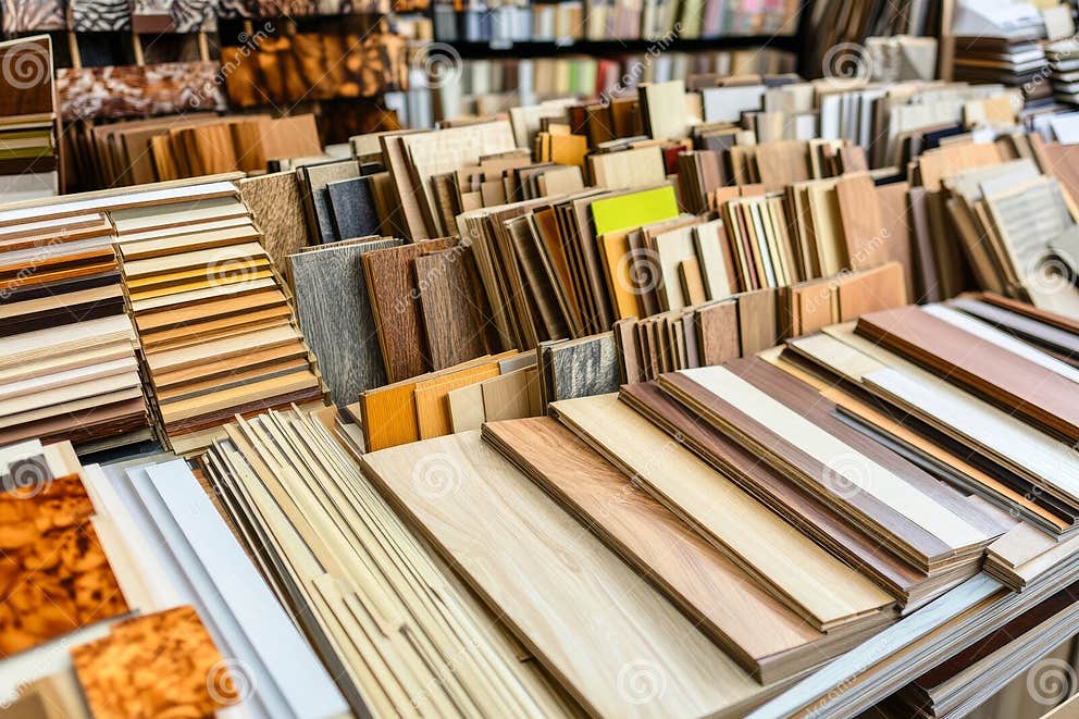 A Row of Wood Samples Arranged in Different Colors and Textures. Stock ...