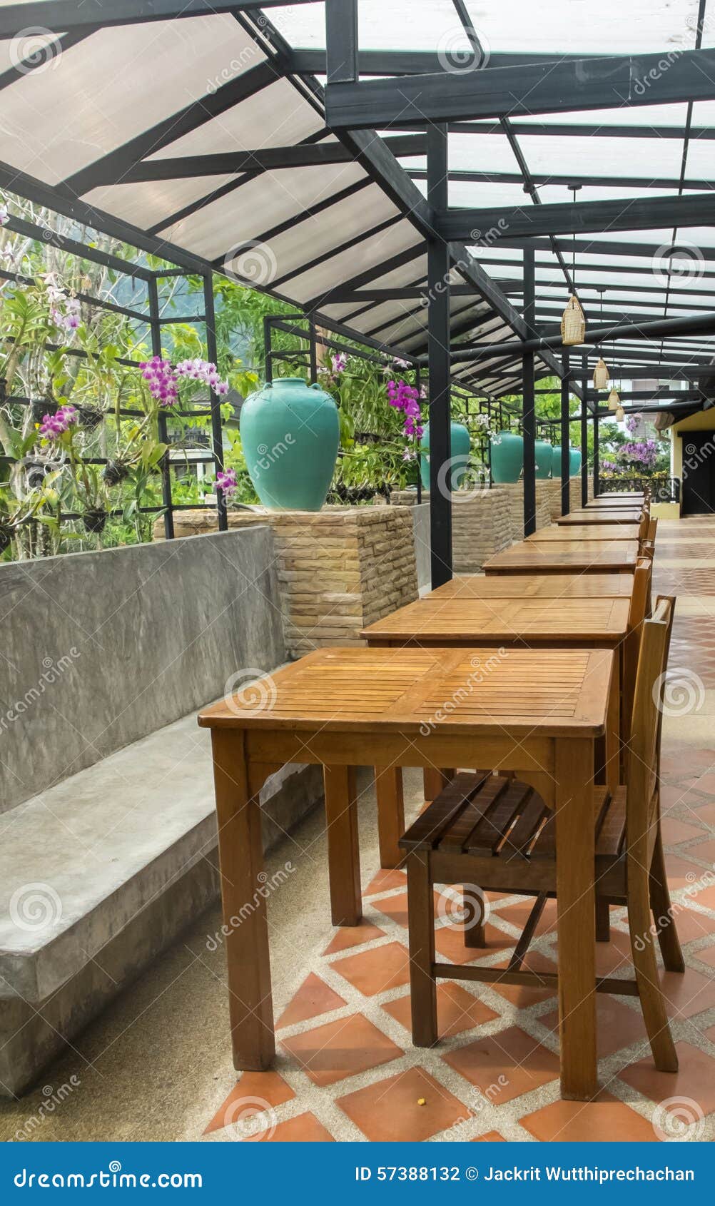 Row of Wooden Dining Tables Background Texture Stock Photo - Image of ...
