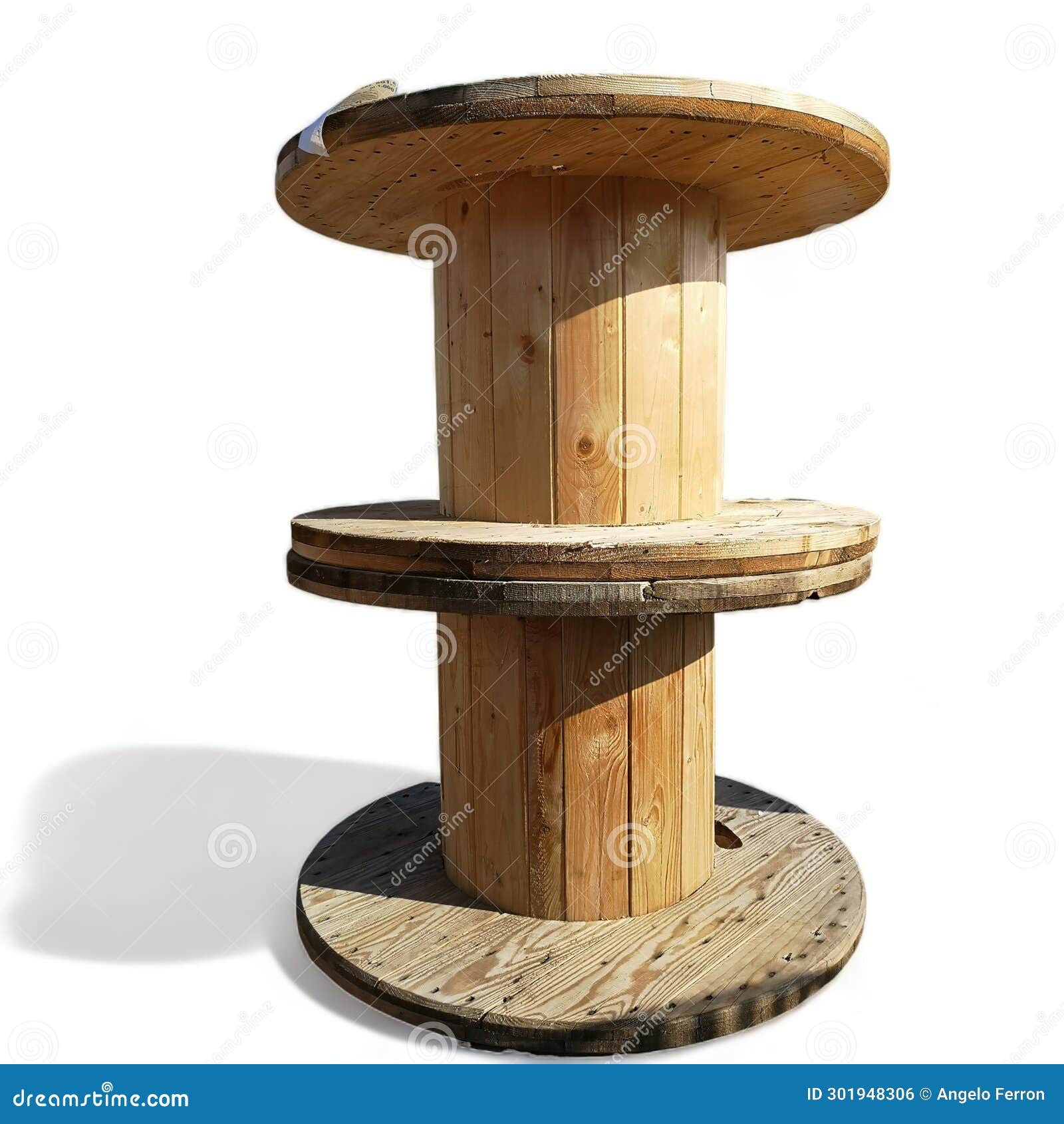 Row of Wooden Reels Emptied of Electrical Cables- Stock Photo - Image ...