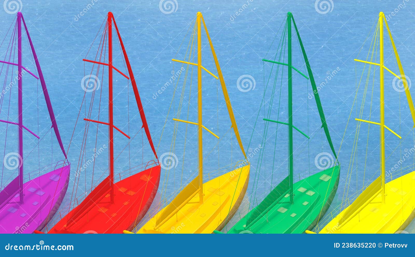 Yachts of different colors stock illustration. Illustration of yacht ...