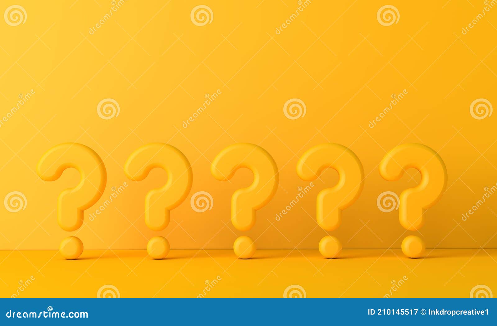A Row of Yellow Question Mark Signs. 3d Rendering Stock Illustration ...