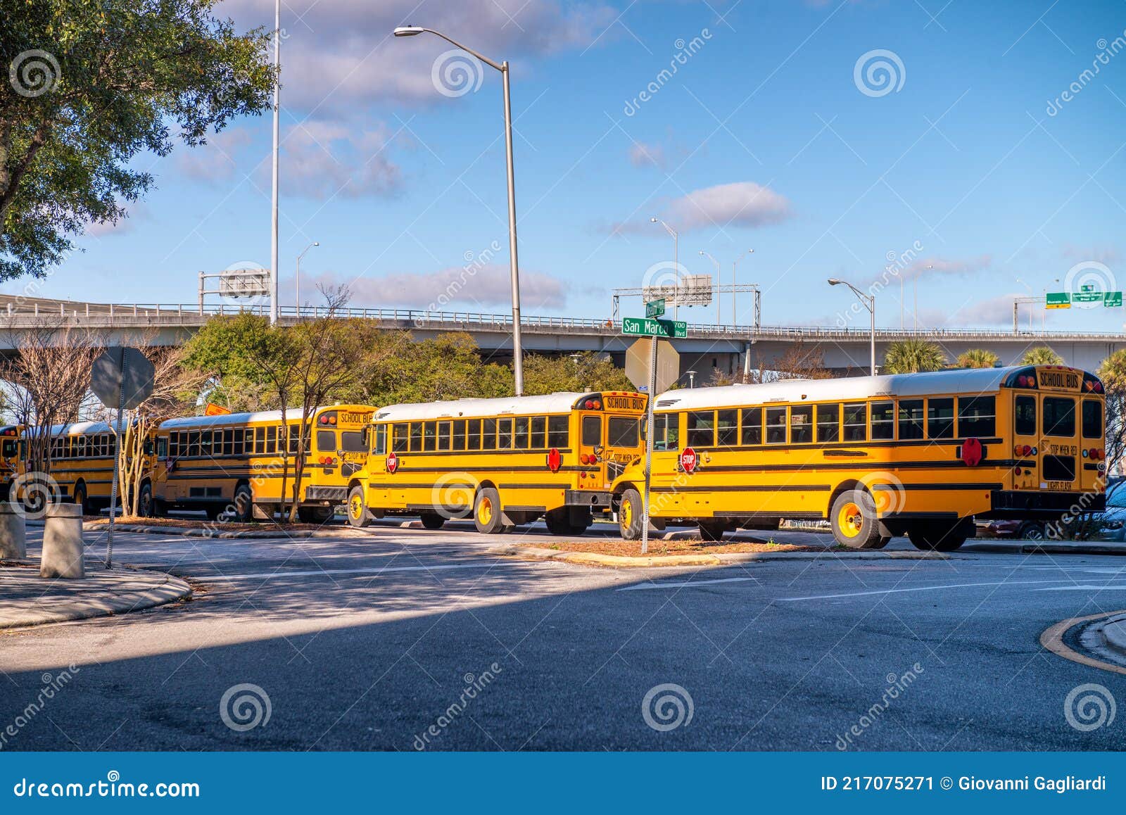 Row of Yellow School Buses Parked Inline Editorial Photo - Image of ...