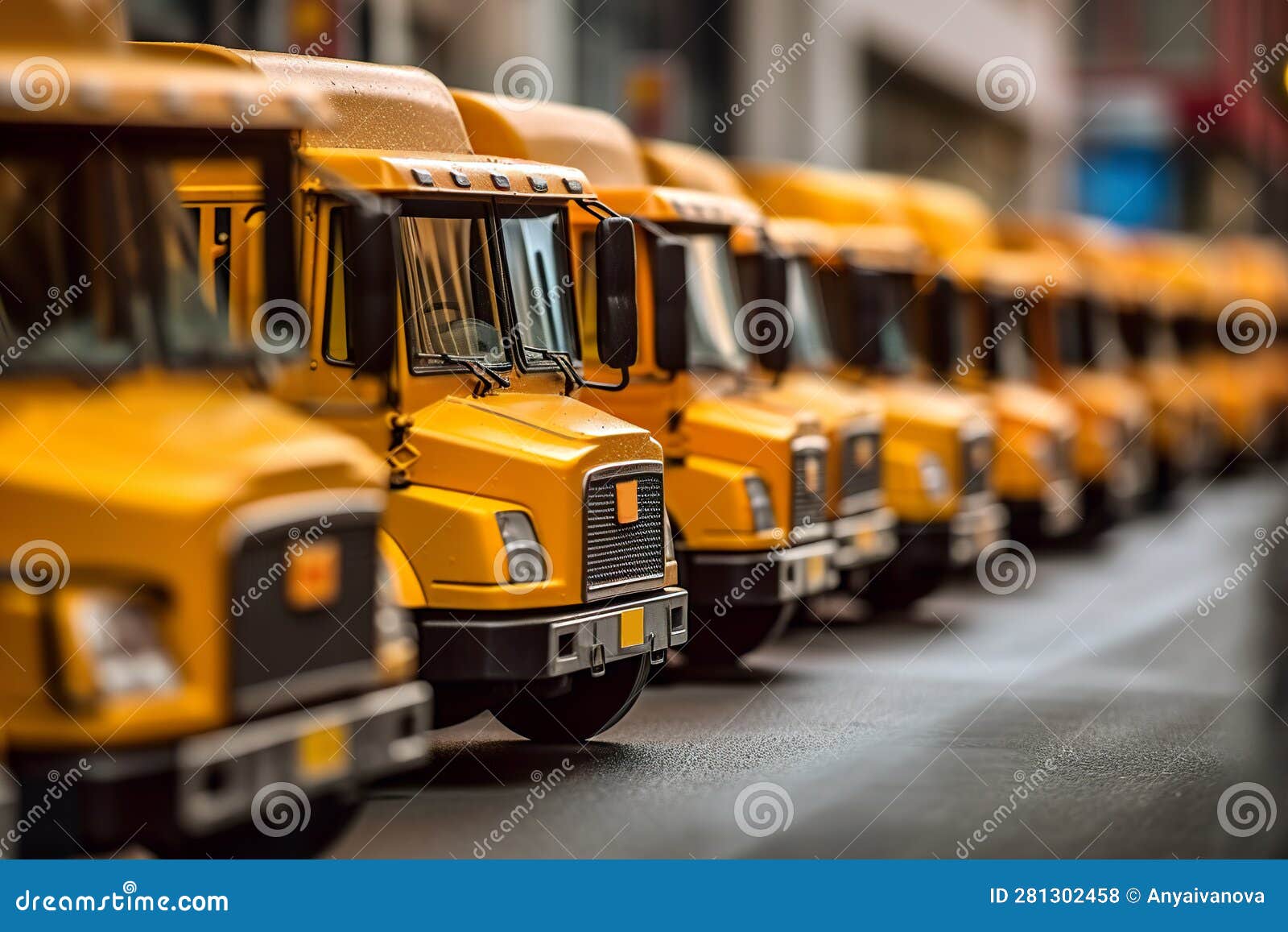 A Row of Yellow School Buses Parked on the Side of the Road. Generative ...