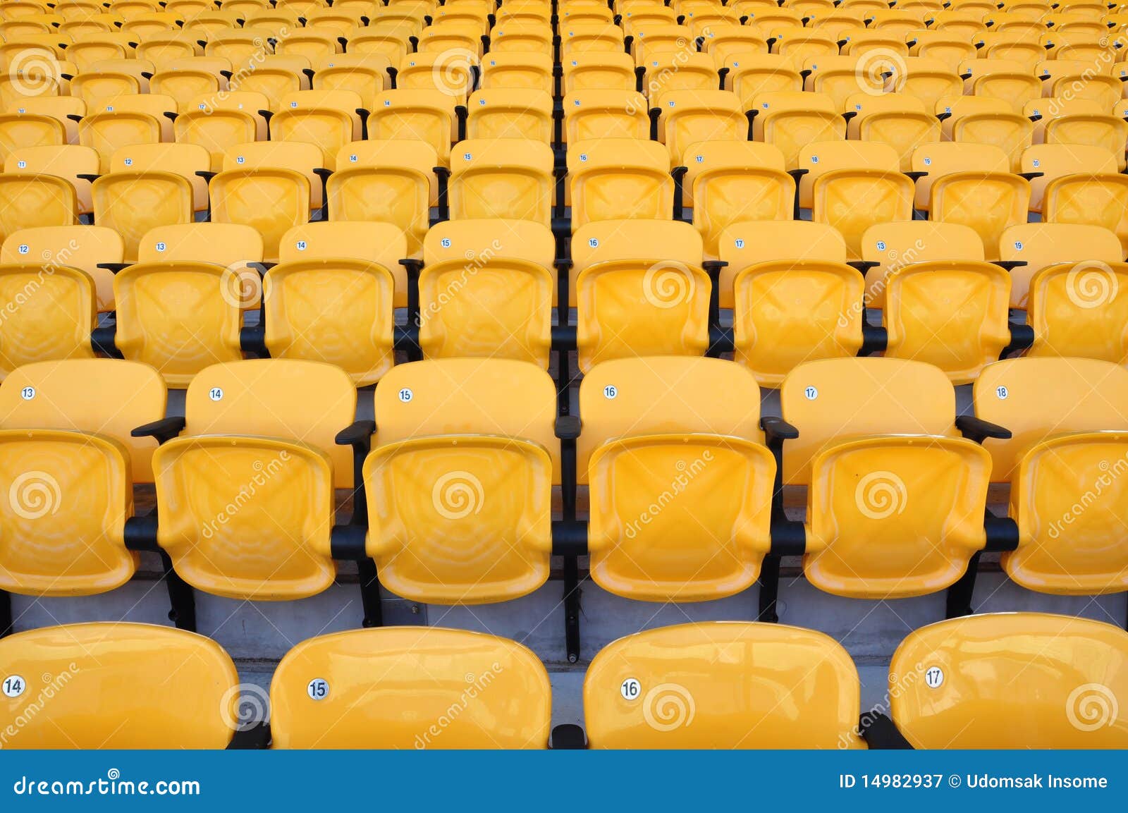 Row yellow seat stock image. Image of seat, outdoors - 14982937
