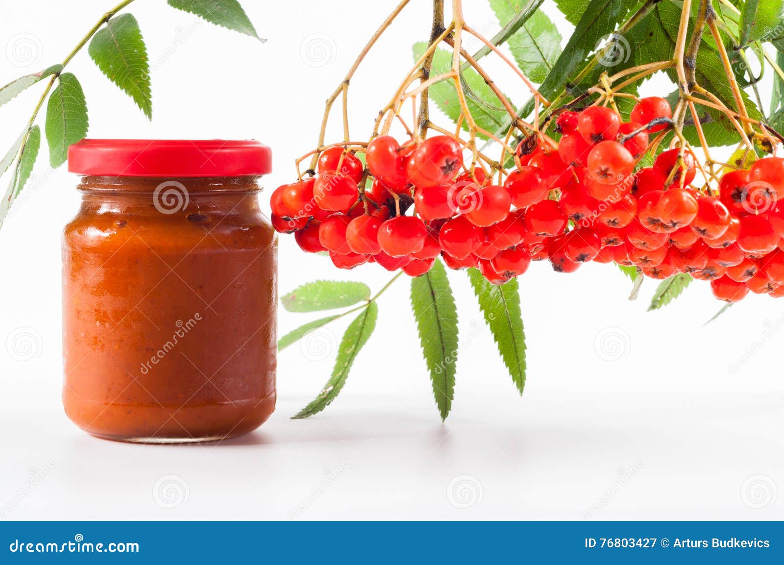 Rowan bunch with jam stock image. Image of berries, beautiful - 76803427