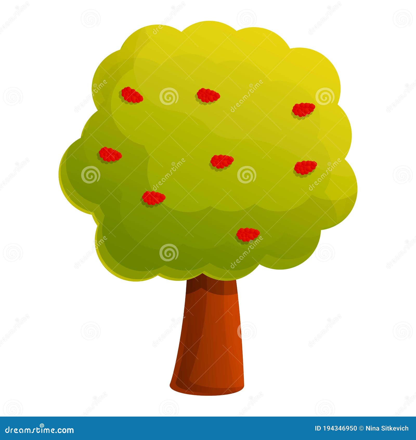 Rowan Tree Icon, Cartoon Style Stock Vector - Illustration of fall ...