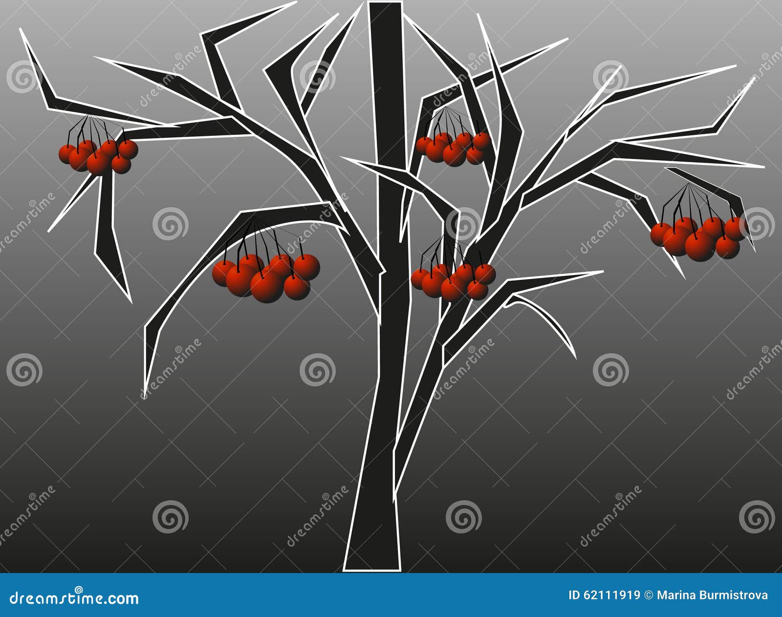 Rowan tree stock illustration. Illustration of park, barrel - 62111919