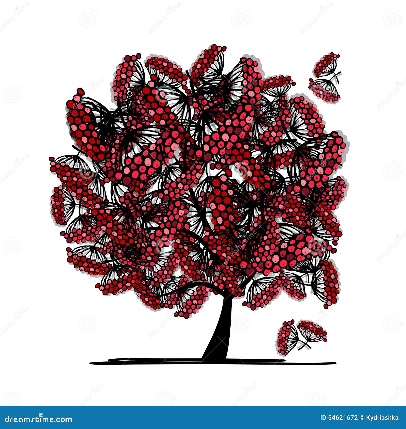 Rowan Tree, Sketch for Your Design Stock Vector - Illustration of ...