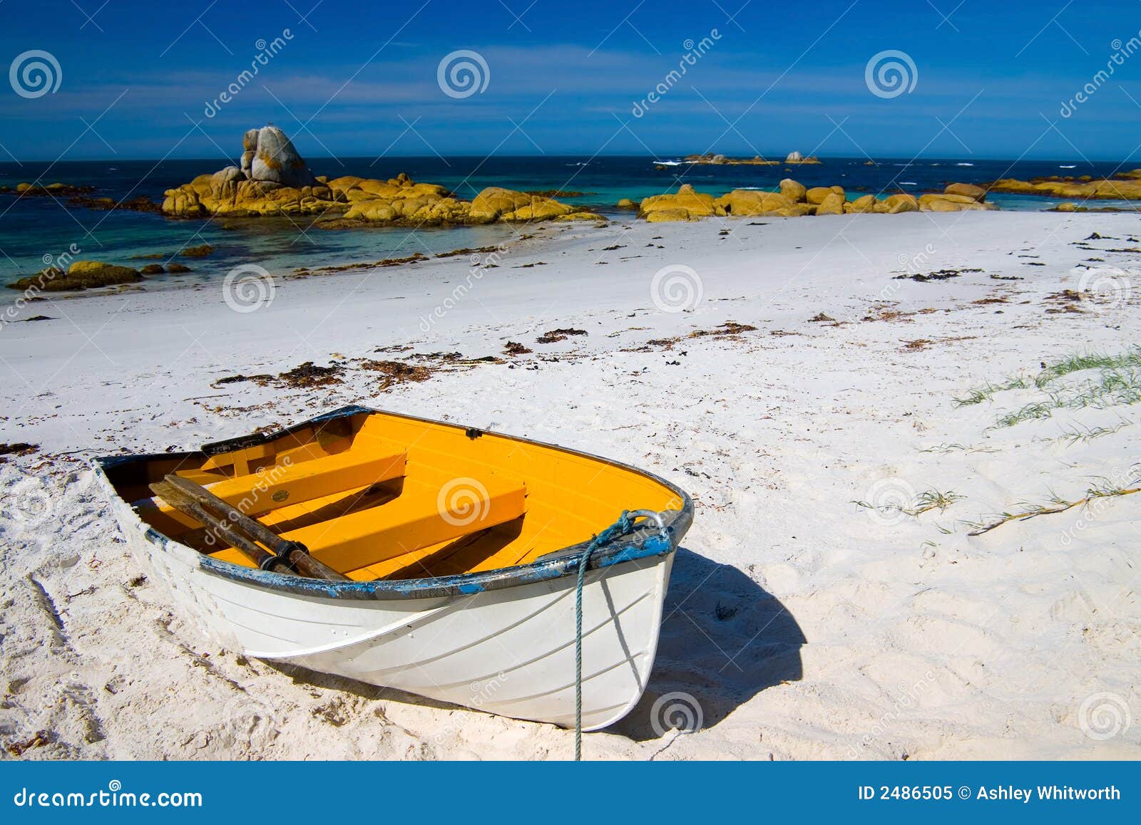 Rowboat on beach stock image. Image of white, mount, holiday - 2486505