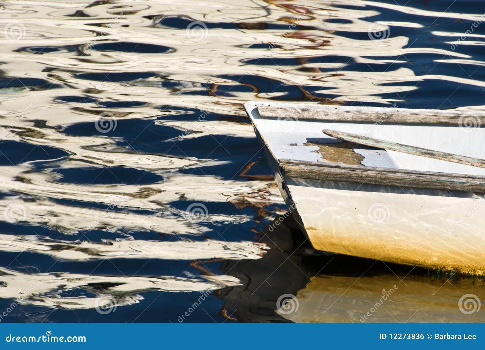 Rowboat in Late Afternoon Water with Reflections Stock Photo - Image of ...