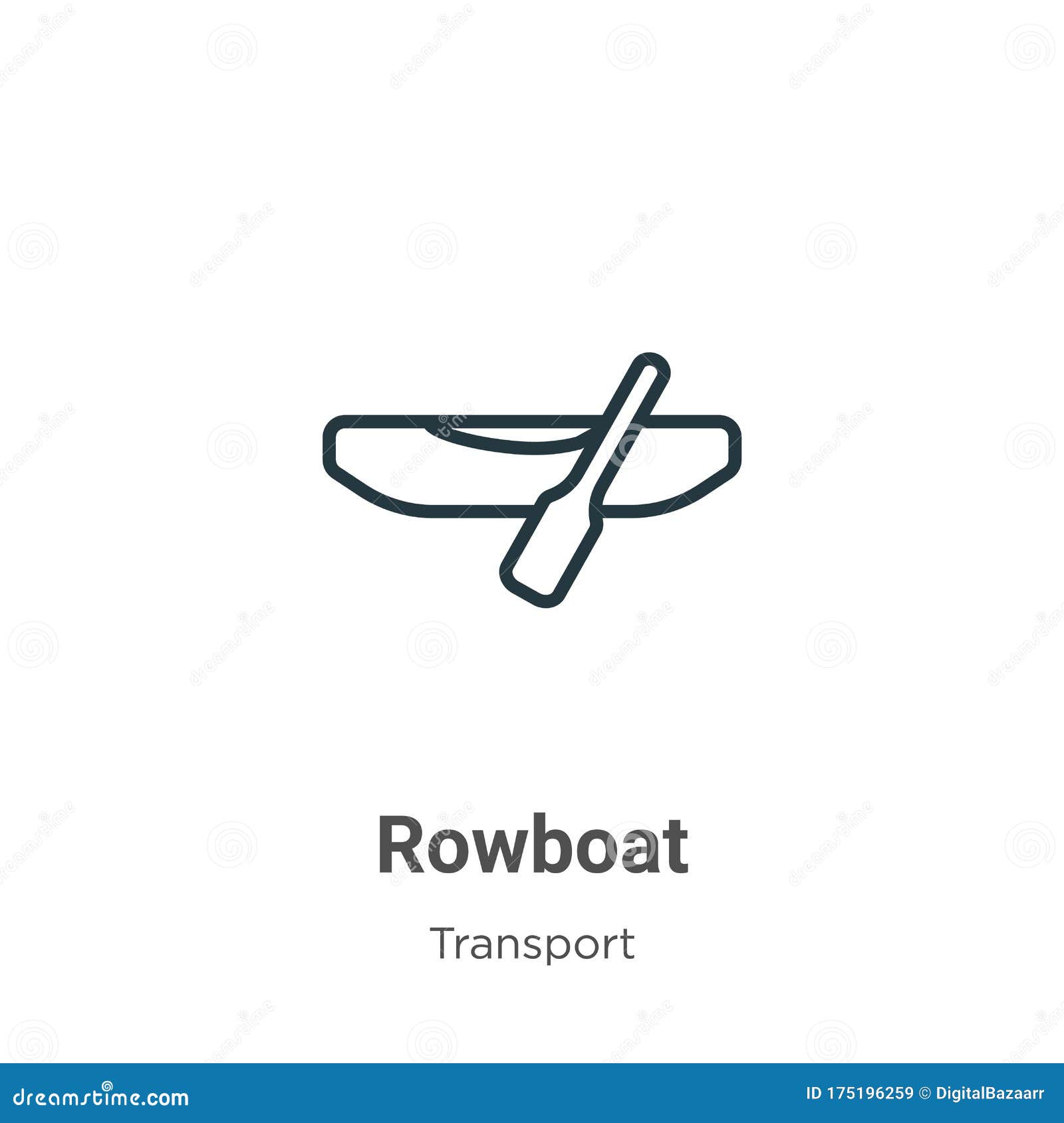 Rowboat Outline Vector Icon. Thin Line Black Rowboat Icon, Flat Vector ...