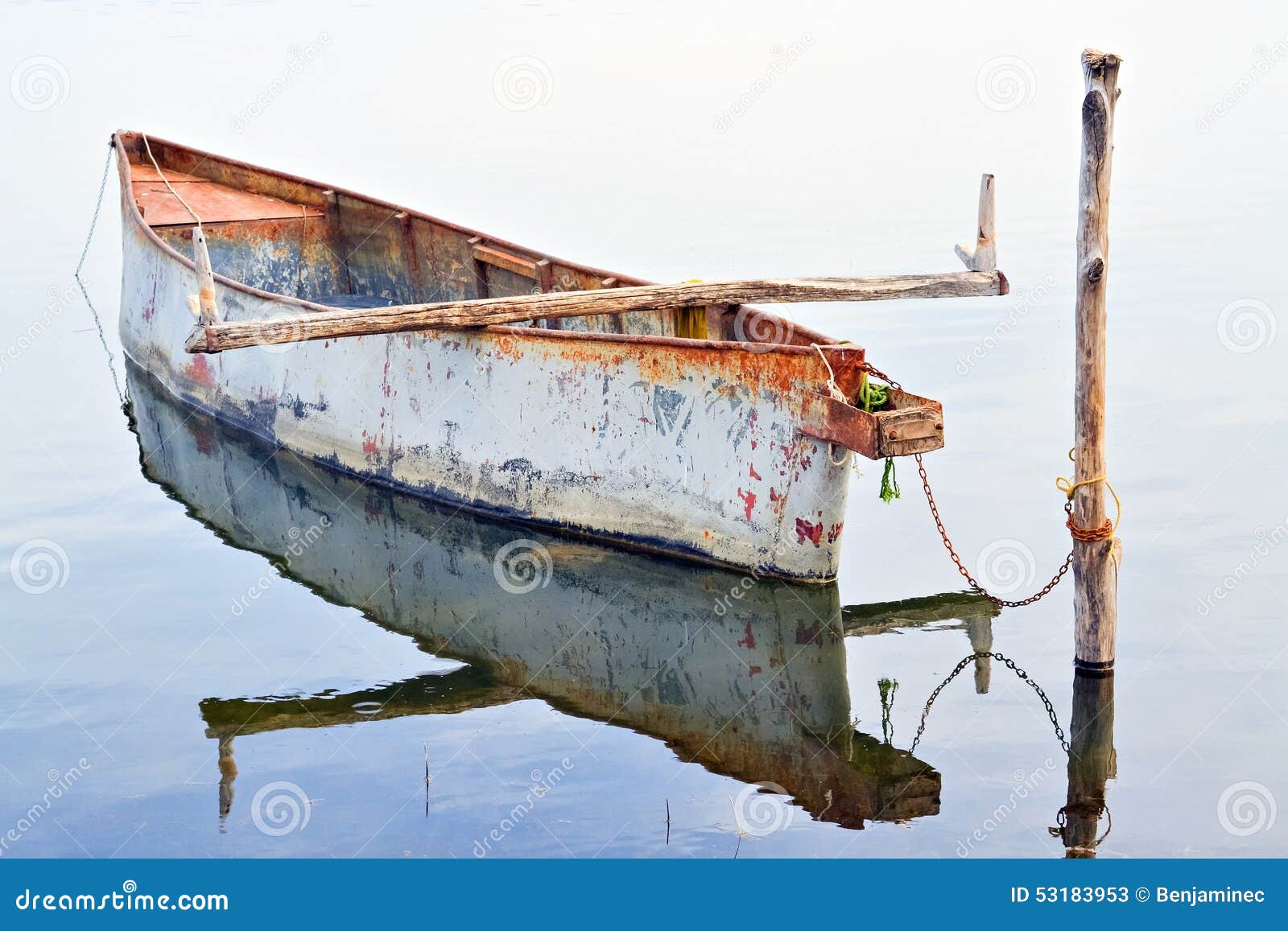 Rowboat and reflection stock image. Image of beautiful - 53183953