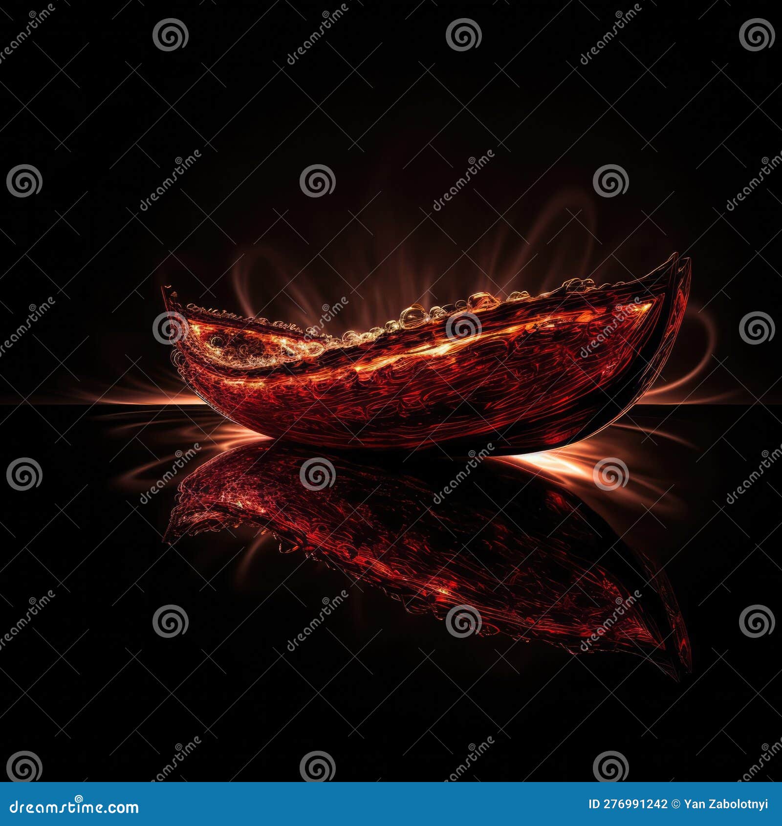 Rowboat Shape in Red Fire on Black Background. Generative AI Stock ...
