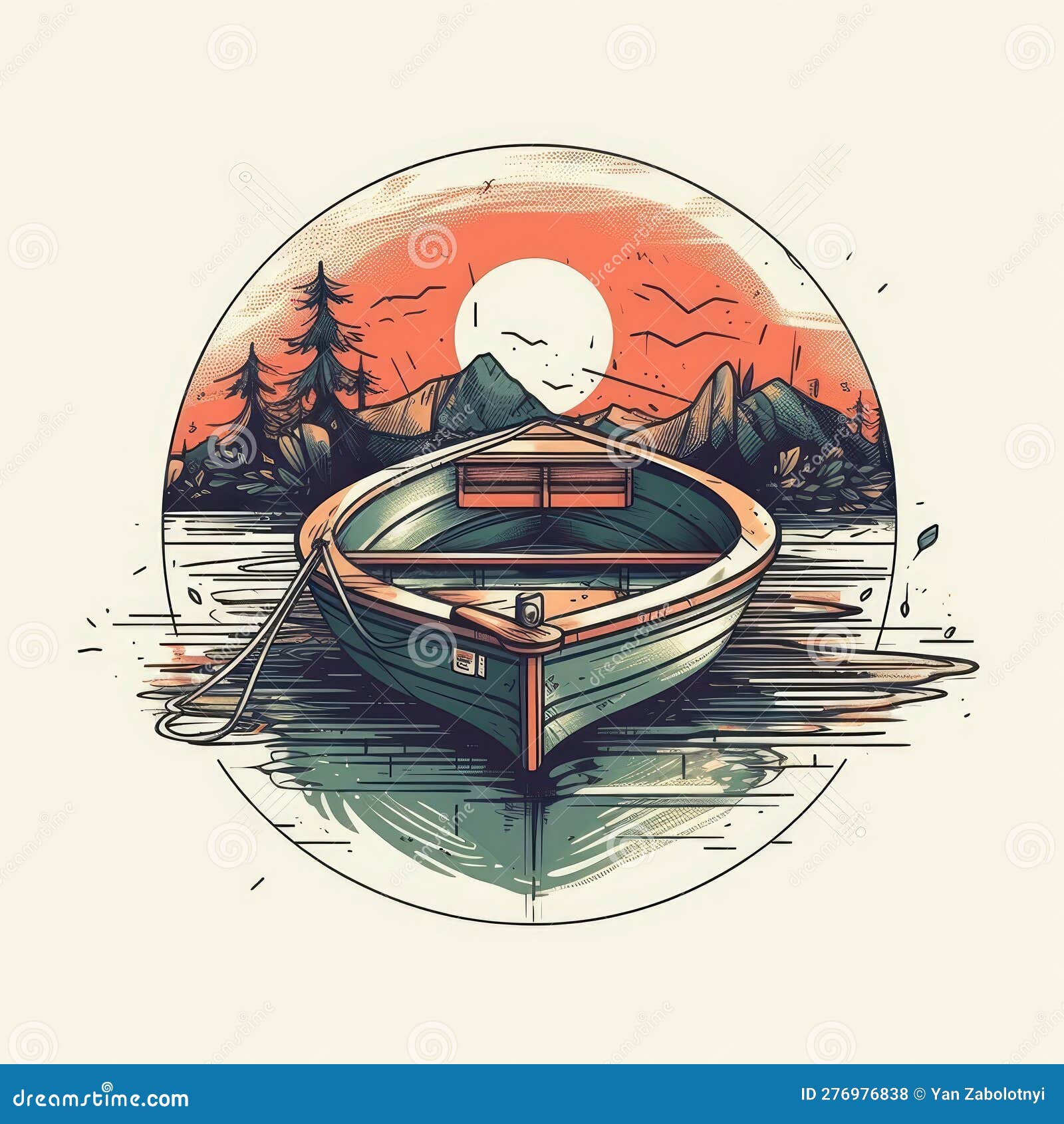 Rowboat on White Background Logo Digital Art. Generative AI Stock ...