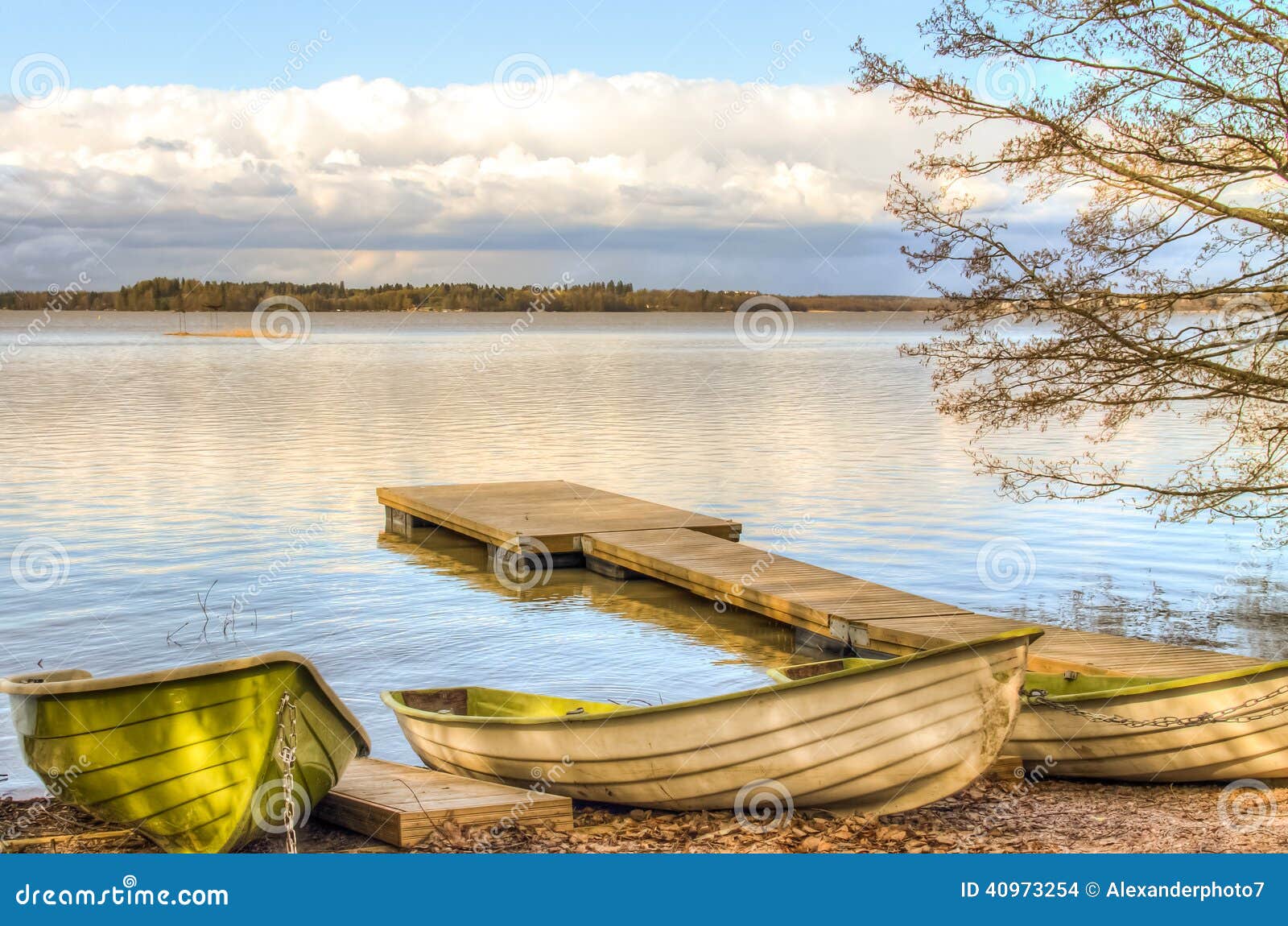 Rowboats by the lake stock photo. Image of peace, cloud - 40973254