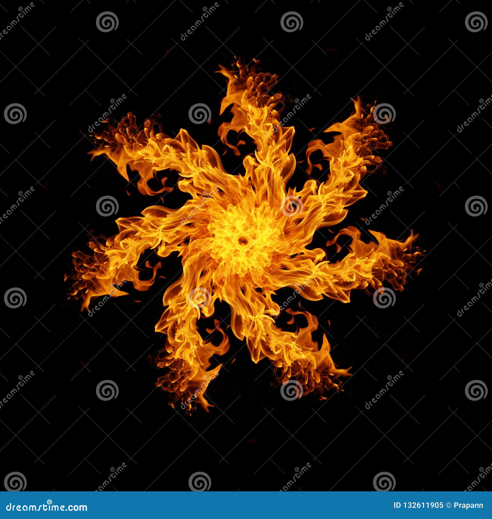 Rowel of Fire Flame on Black Stock Illustration - Illustration of ...