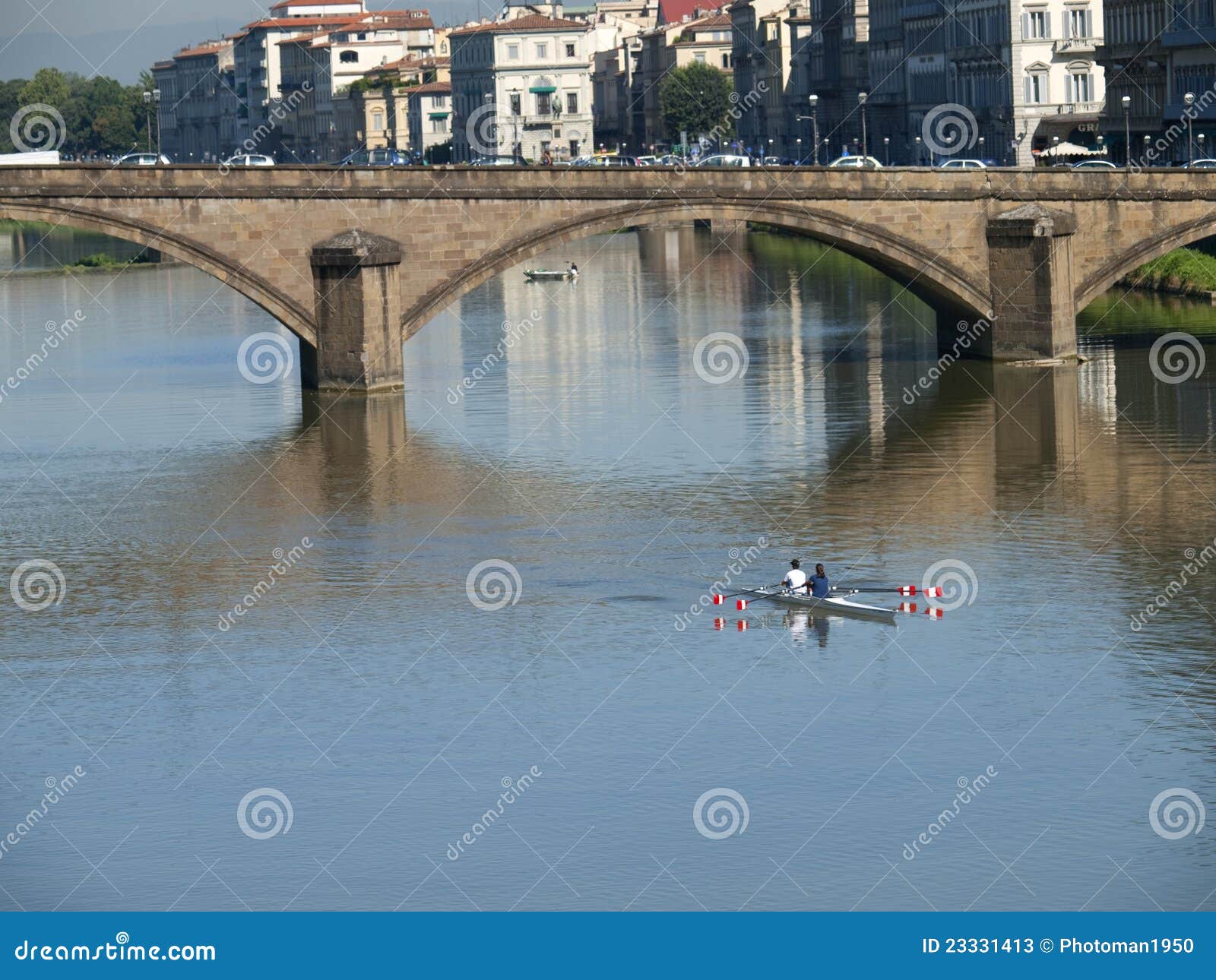 Rowing on the Arno river stock image. Image of travel - 23331413