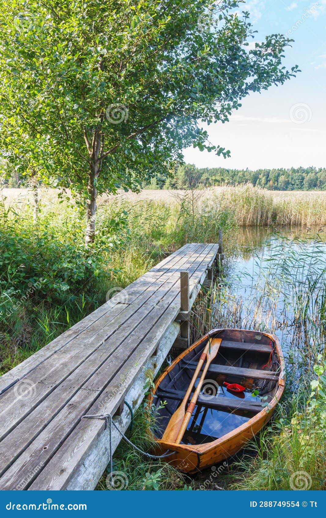 Rowing Boat at a Jetty in the Lake Stock Photo - Image of nature ...