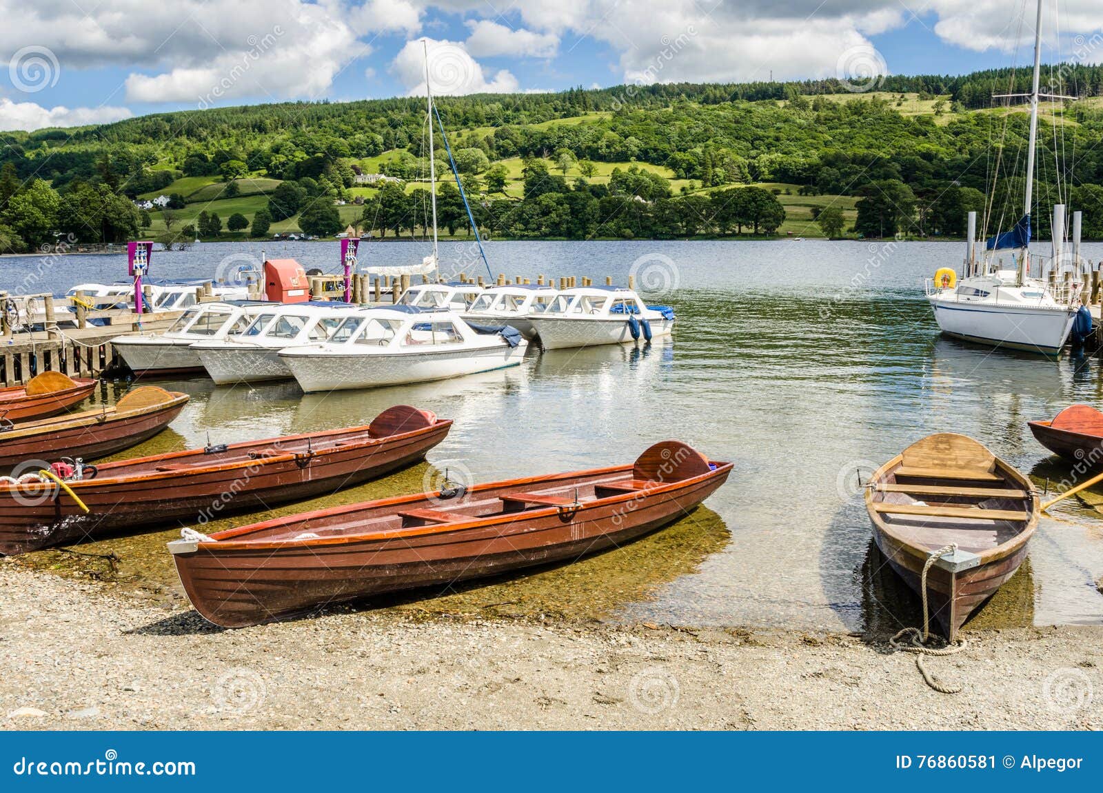 Rowing Boats on the Shore of a Lake Stock Image - Image of landscape ...