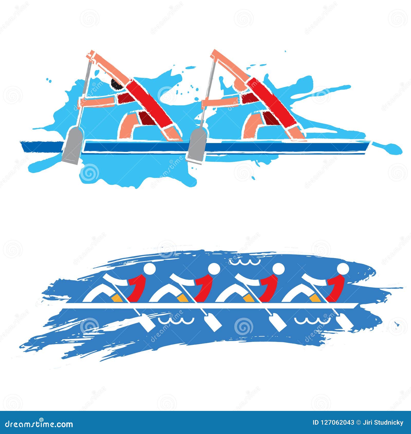 Rowing Competition Expressiv Stylized. Stock Vector - Illustration of ...