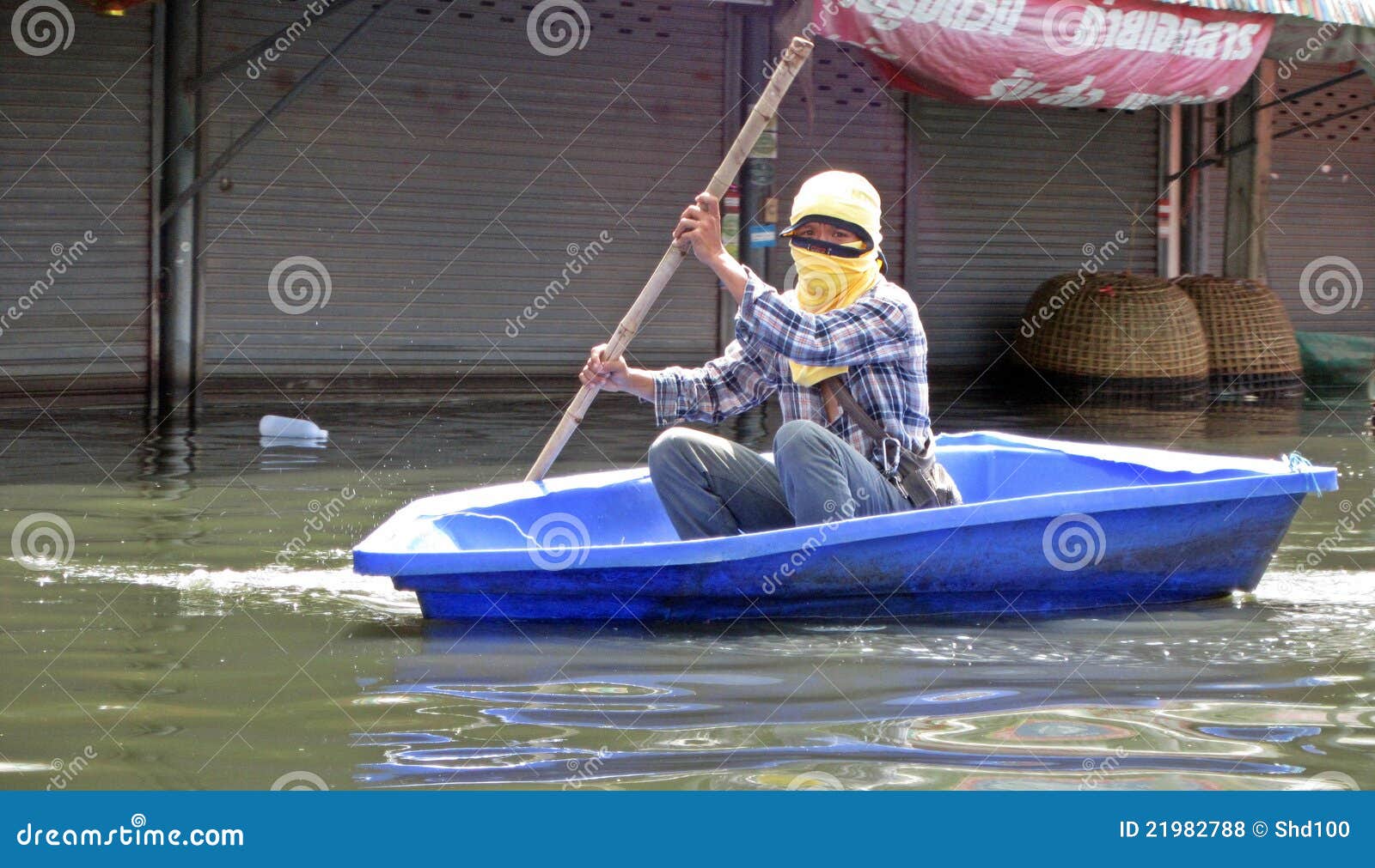 Rowing in the Flood editorial stock photo. Image of deterioration ...