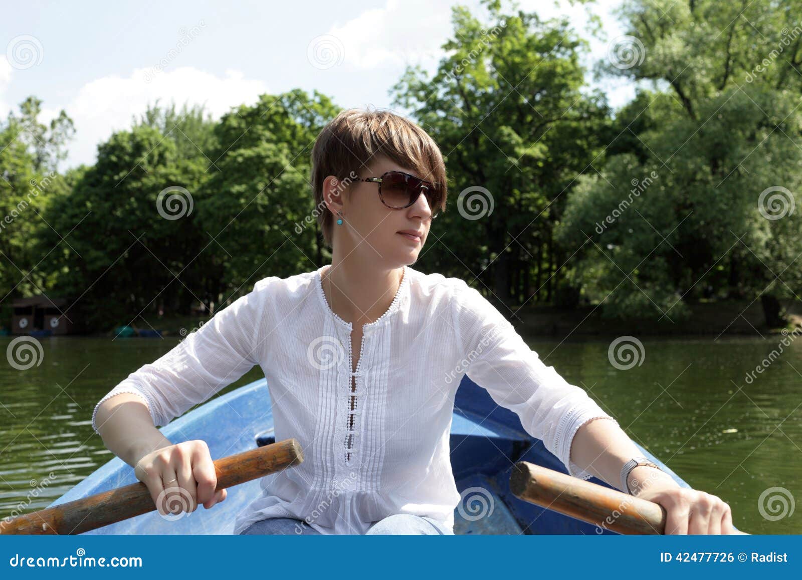 Rowing girl in a boat stock photo. Image of kayak, healthy - 42477726