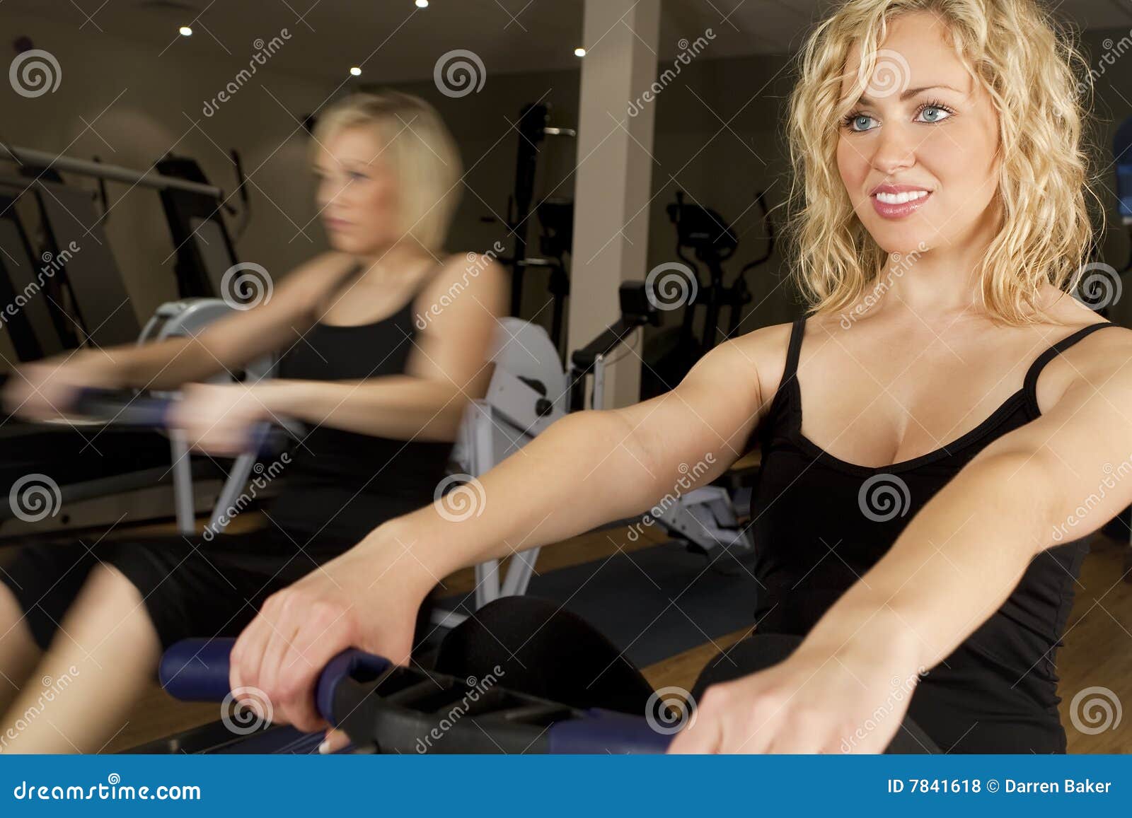 Rowing at the Gym stock photo. Image of blond, health - 7841618