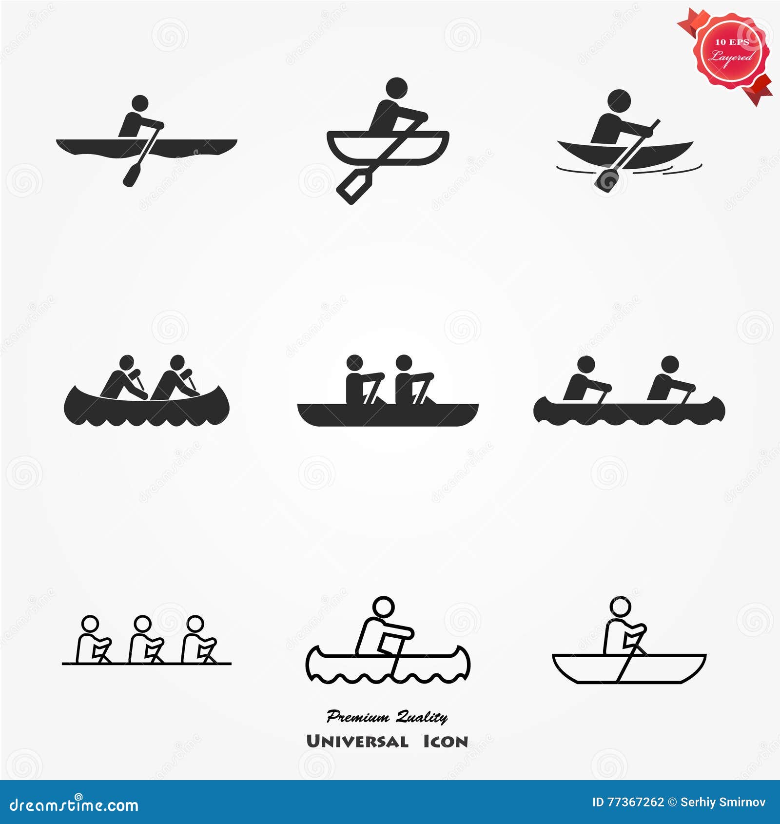 Rowing Icon set stock vector. Illustration of boating - 77367262
