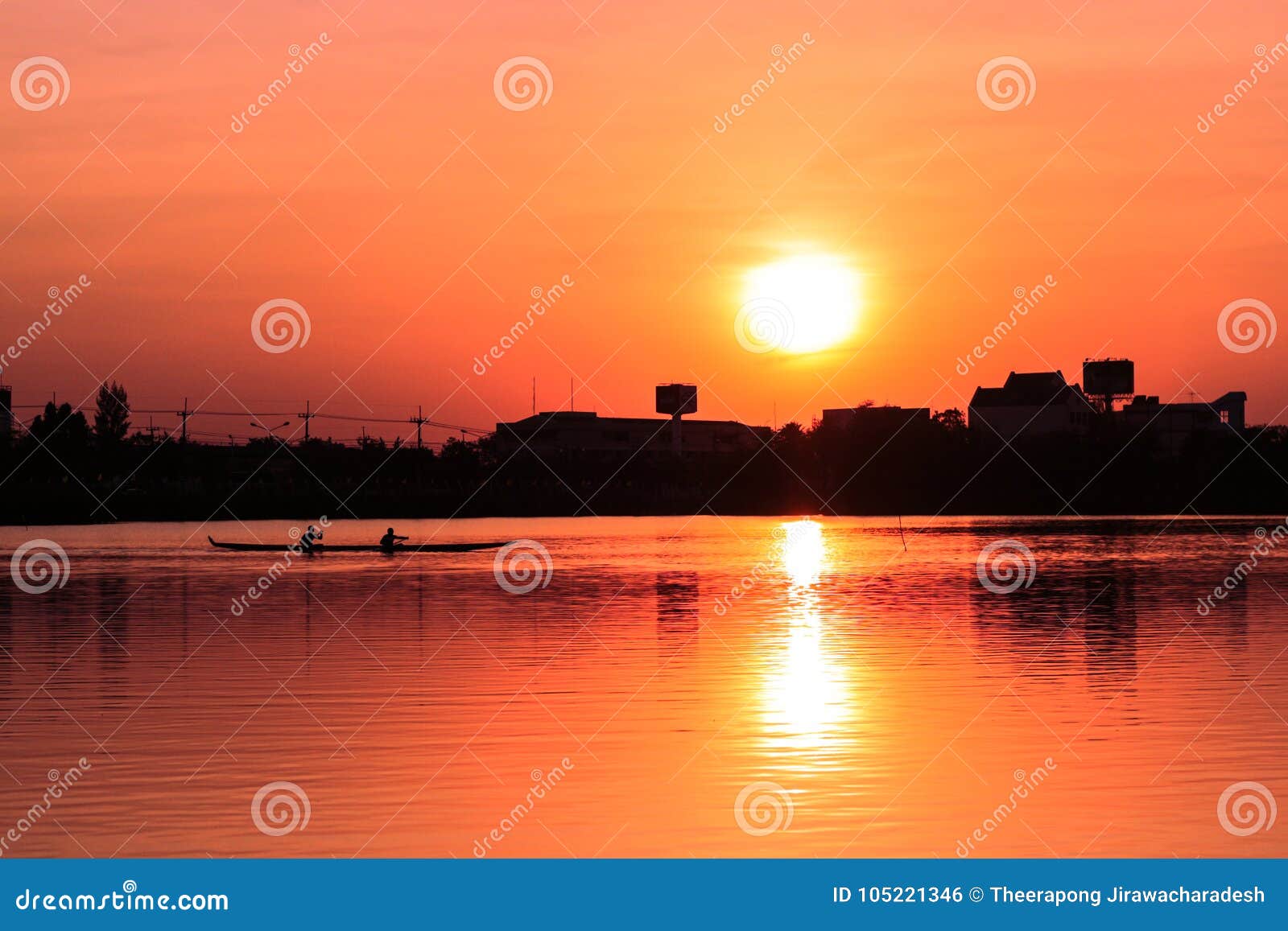 Rowing kayak in sunset stock photo. Image of dusk, activity - 105221346