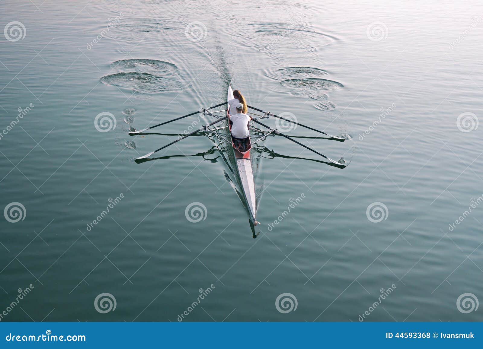 Rowing on the lake stock photo. Image of boat, muscles - 44593368